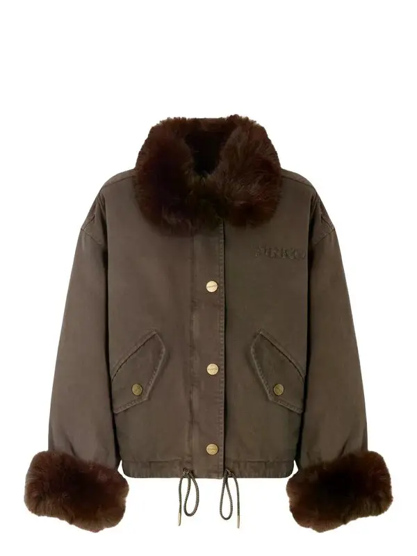 Pinko Faux-fur Trim Jacket - Brown