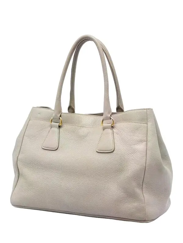 Prada Vitello Daino Open Convertible Tote Satchel - Grey