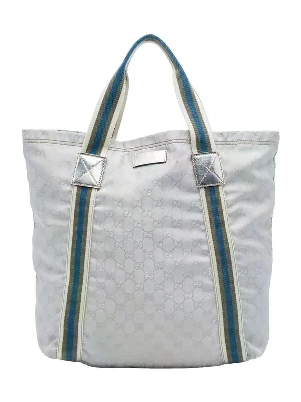 Gucci Gg Canvas Web Tote Bag - Grey
