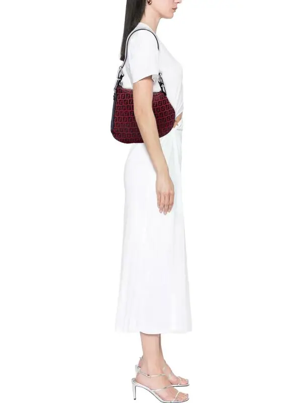 Fendi Zucchino Canvas Oyster Hobo Bag - Red