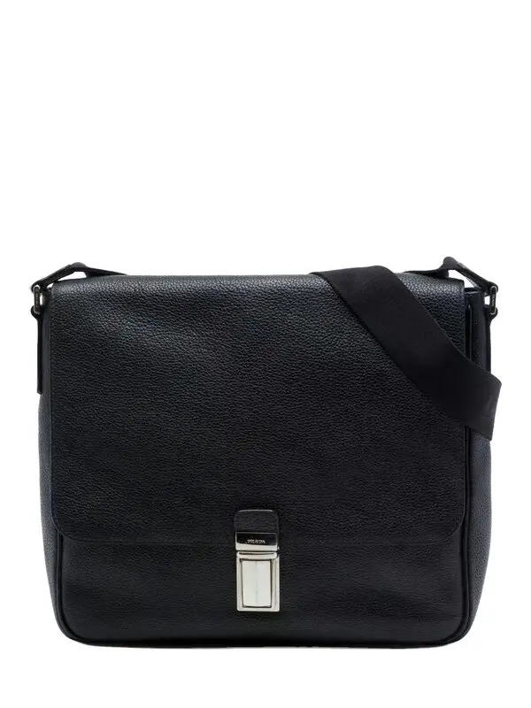 Prada Vitello Phenix Flap Crossbody Bag - Black