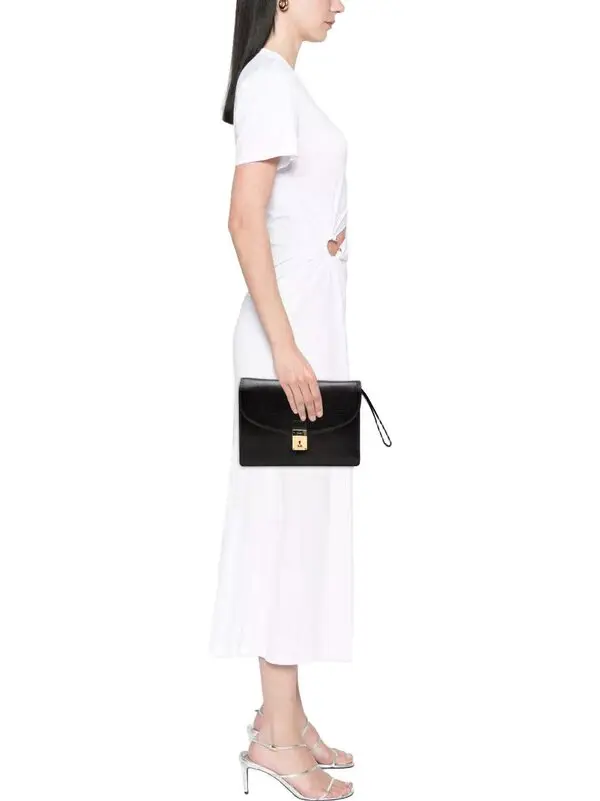 Gucci 20th Century Calfskin Interlocking G Padlock Wristlet Clutch - Black
