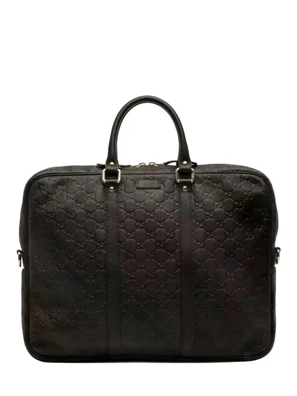 Gucci Embossed Leather Business Bag - Brown