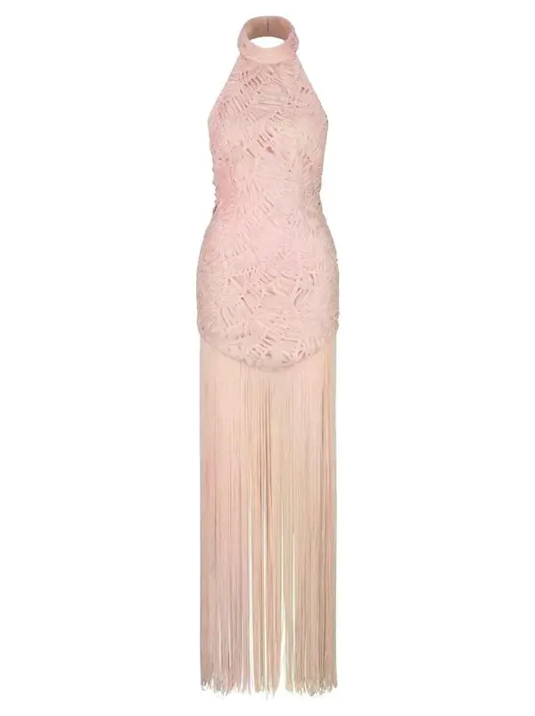 ATOIR Elle Fringed Textured-finish Maxi Dress - Pink