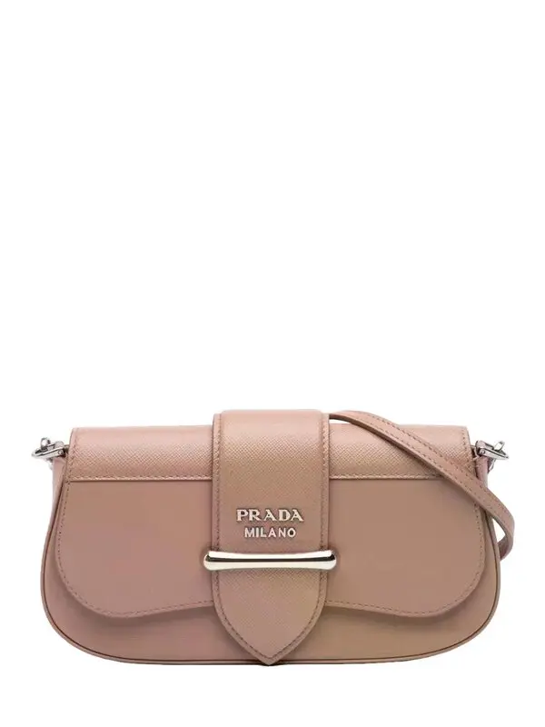 Prada Saffiano And City Calf Sidonie Crossbody Bag - Brown