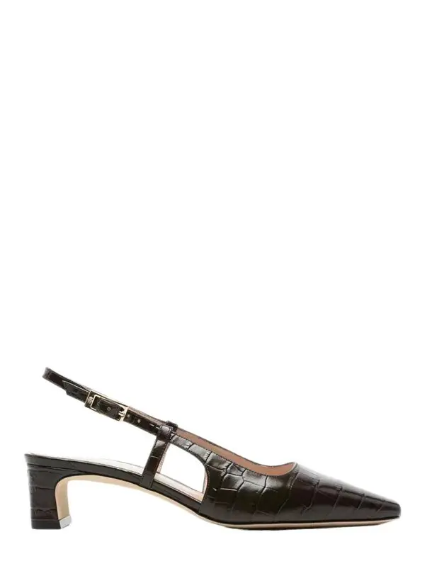 STUART WEITZMAN Croc-effect Slingback Pumps - Brown