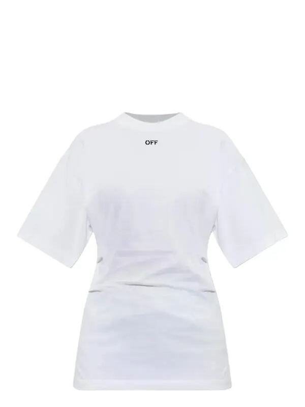 Off-White Off Stamp Logo Print Pleated T-shirt - White