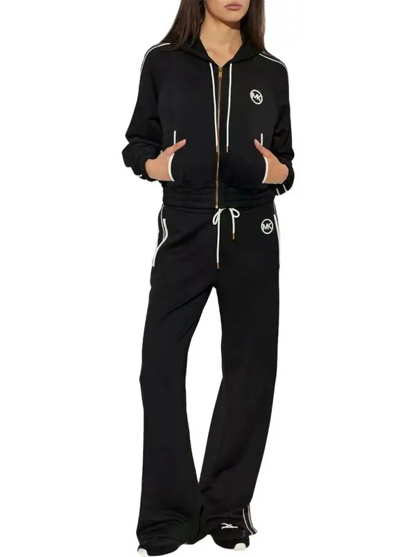 Michael Kors Logo Patch Side Stripe Wide Leg Track Pants - Black