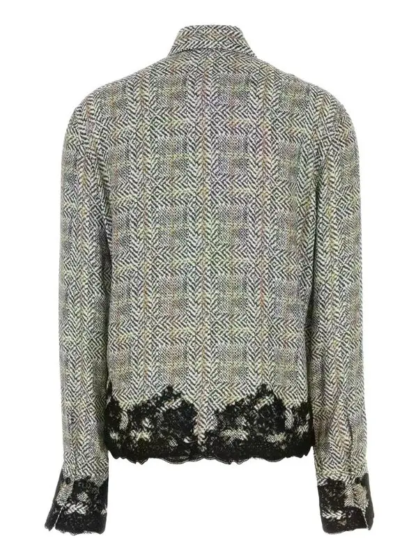 Ermanno Scervino Lace-trim Herringbone Shirt - Grey