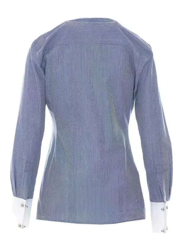 Pinko Striped Embroidered Logo Shirt - Blue