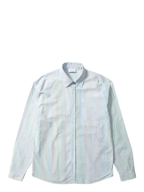 EDMMOND STUDIOS Striped Patch-pocket Shirt - Blue