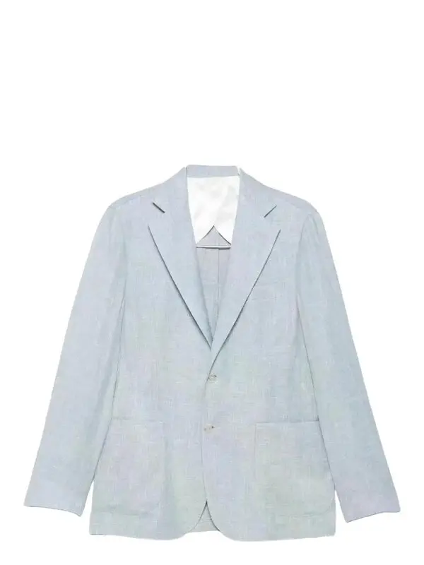 BARBA NAPOLI Notched-lapel Single-breasted Blazer - Blue