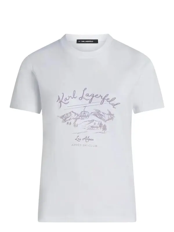 Karl Lagerfeld Après Ski Club" Graphic Print Cotton T-shirt - White