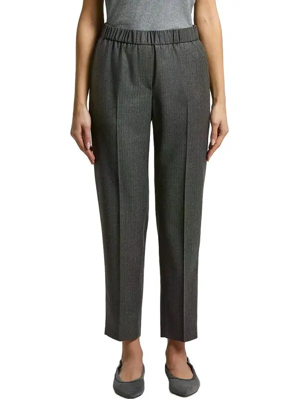 Peserico Pinstriped Elasticated Waist Trousers - Grey