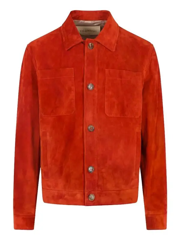 Valentino Garavani Button-fastening Suede Jacket - Red