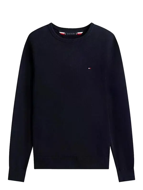 Tommy Hilfiger Embroidered Logo Crew Neck Sweater - Blue