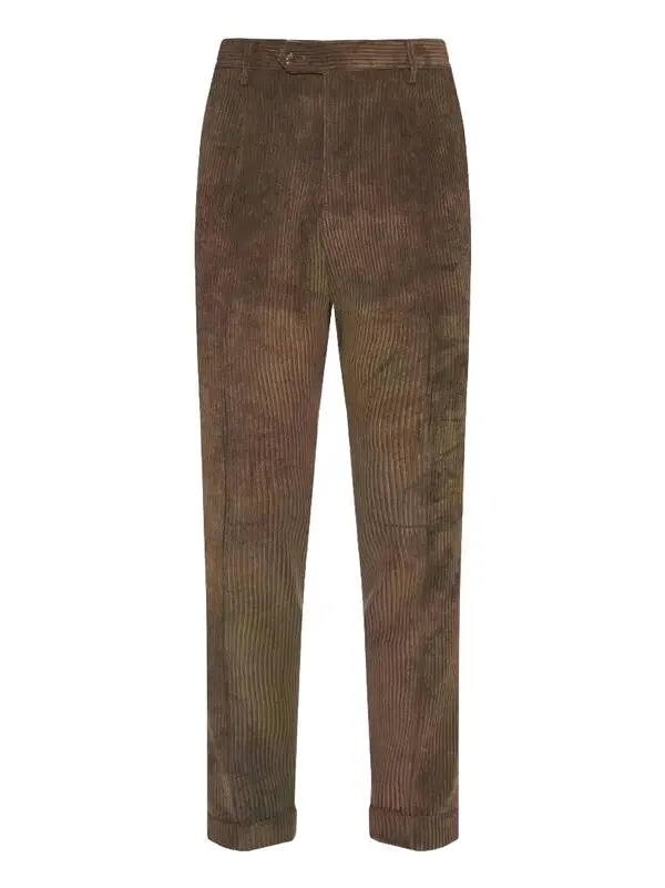 BARBA NAPOLI Corduroy Pleated Trousers - Brown
