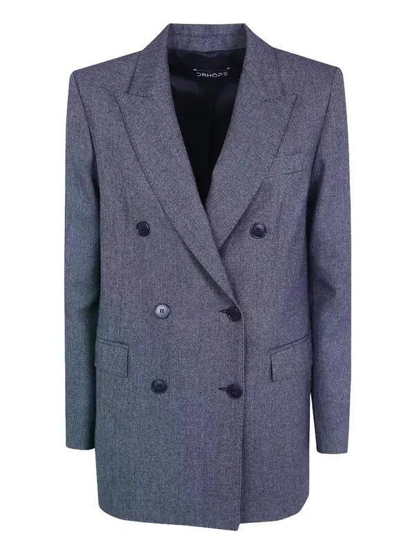 DRHOPE Double-breasted Peak-lapel Blazer - Grey