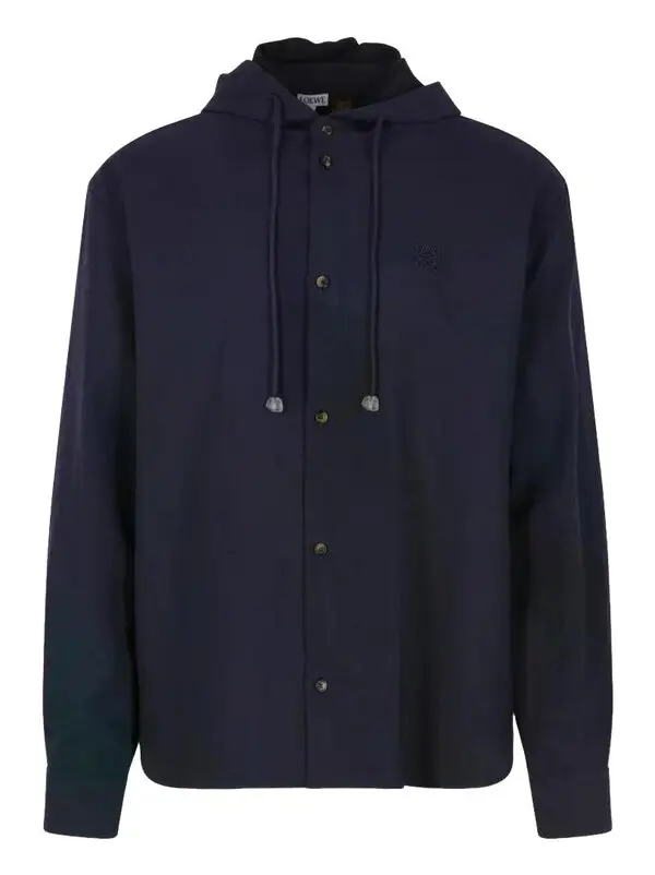 Loewe Anagram Hooded Shirt - Blue