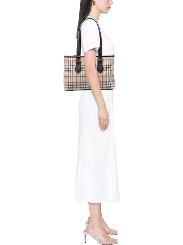 Burberry Haymarket Check Coated Canvas Tote Bag - Neutrals