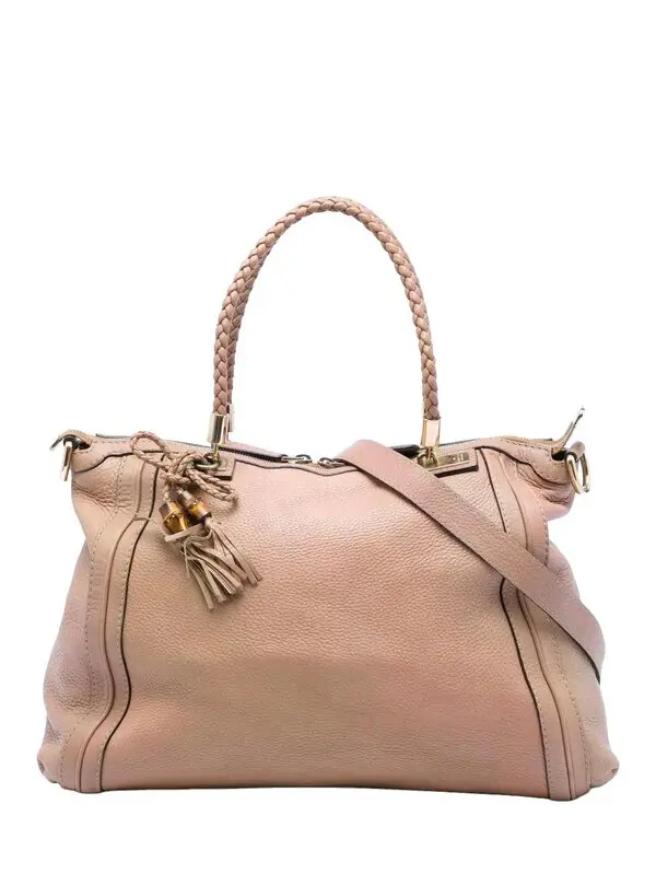 Gucci Calfskin Bella Convertible Tote Satchel - Brown