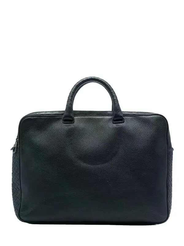 Bottega Veneta Intrecciato Trimmed Leather Business Bag - Black