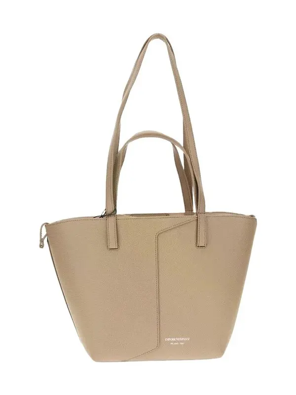 Emporio Armani Logo-print Leather Shoulder Bag - Neutrals