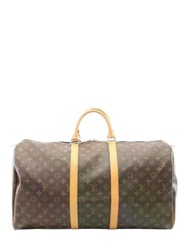 LOUIS VUITTON Monogram Keepall 55 Travel Bag - Brown