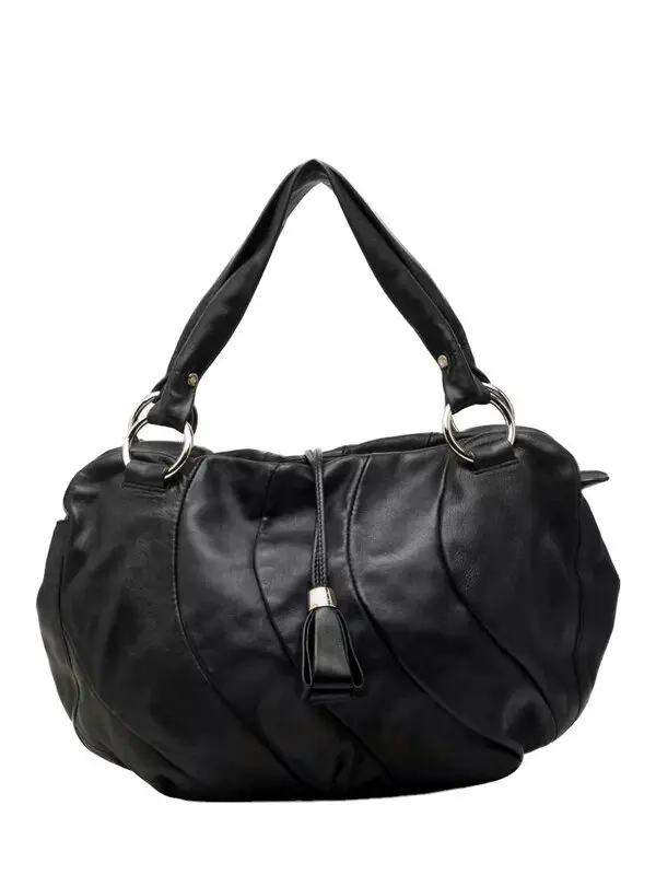 Celine 2008 Calfskin Pleated Bittersweet Hobo Bag - Black