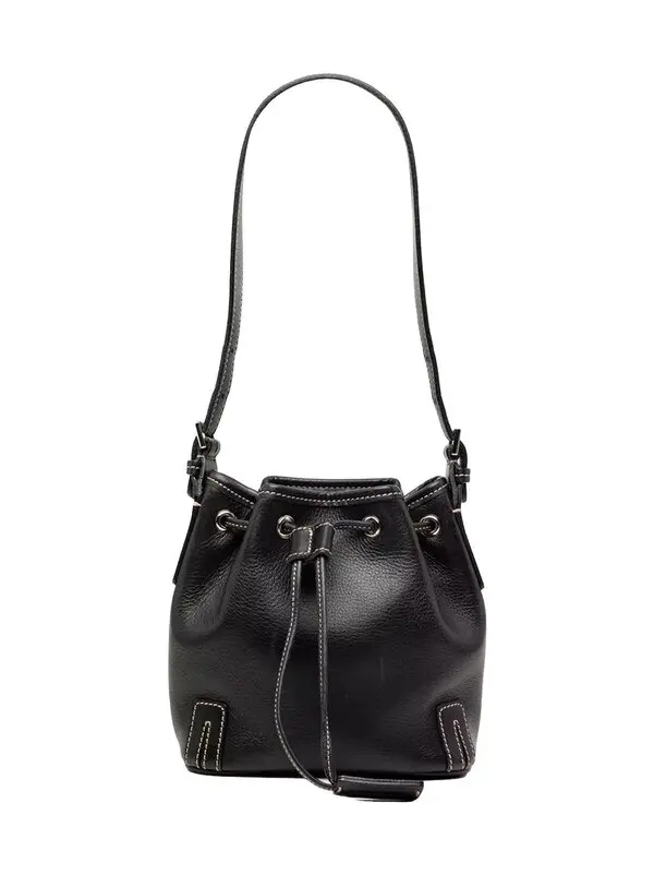 Burberry Leather Drawstring Bucket Bag - Black