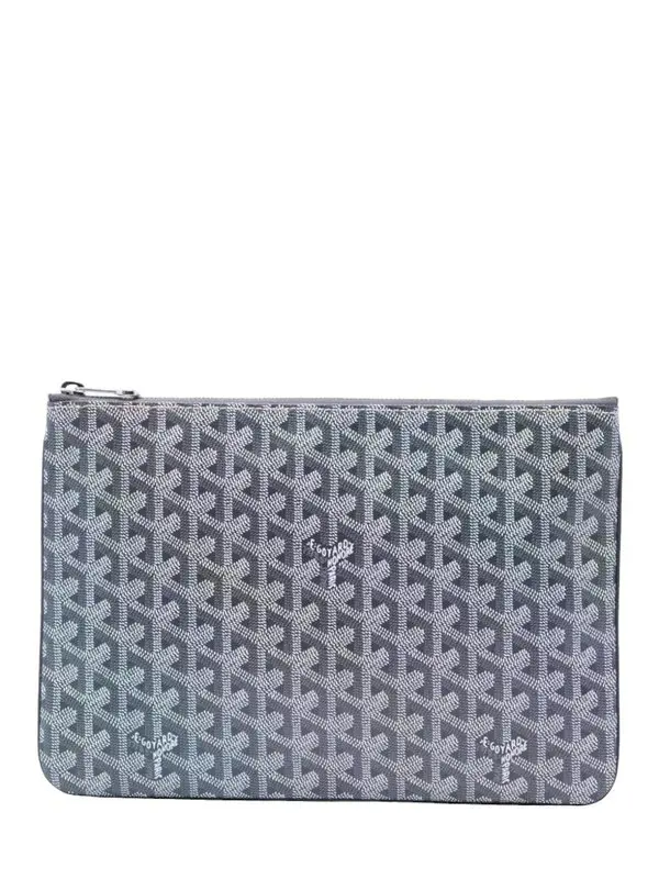 Goyard Senat Mm Clutch Bag In Coated Canvas - Grey