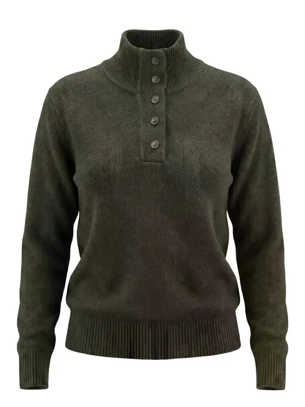 NILI LOTAN High-neck Button-placket Sweater - Green