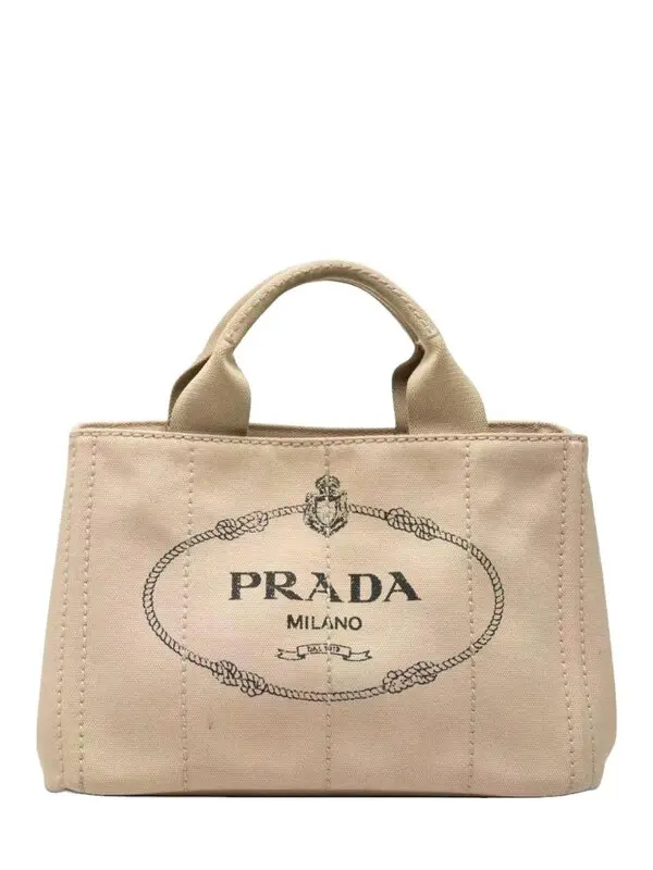 Prada Canvas Canapa Logo Tote - Neutrals