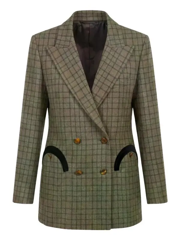 BLAZÉ MILANO Checked Double-breasted Blazer - Green