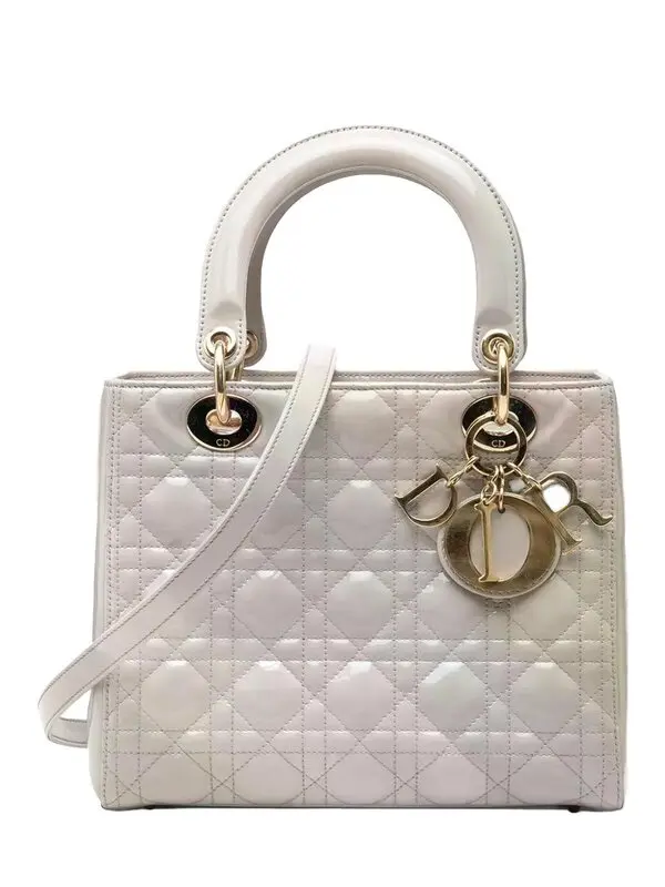 Dior Patent Cannage Lady Satchel - Grey