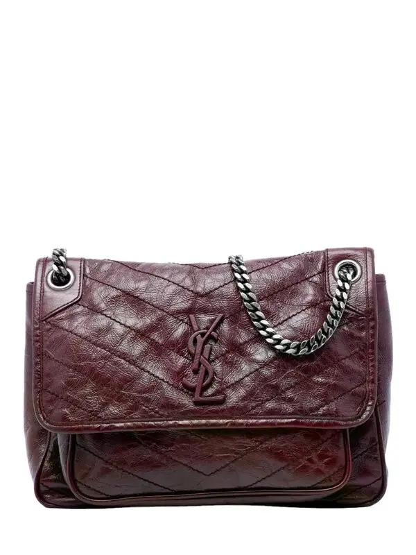 Saint Laurent Medium Crinkled Calfskin Niki Shoulder Bag - Red