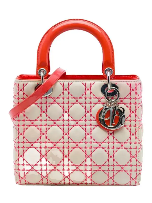 Dior Lambskin Cannage Stitched Lady Satchel - Neutrals