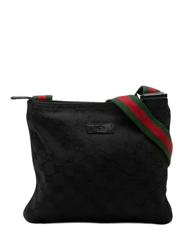 Gucci Gg Canvas Web Crossbody Bag - Black