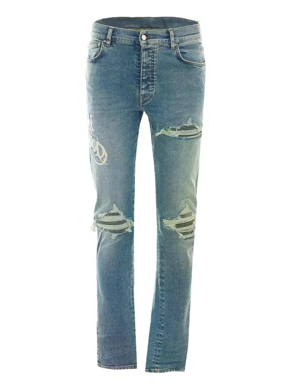 Amiri Distressed Hollywood Mx1 Denim Jeans - Blue