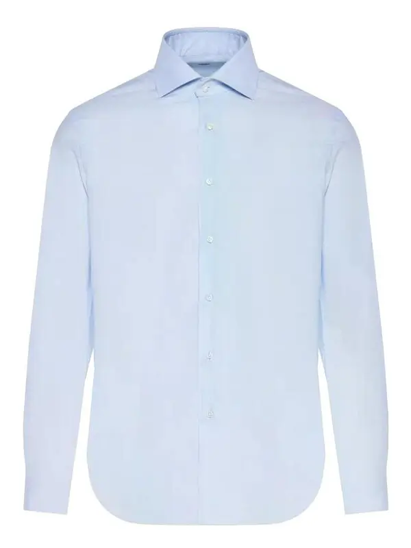 BARBA NAPOLI Spread-collar Button-up Shirt - Blue