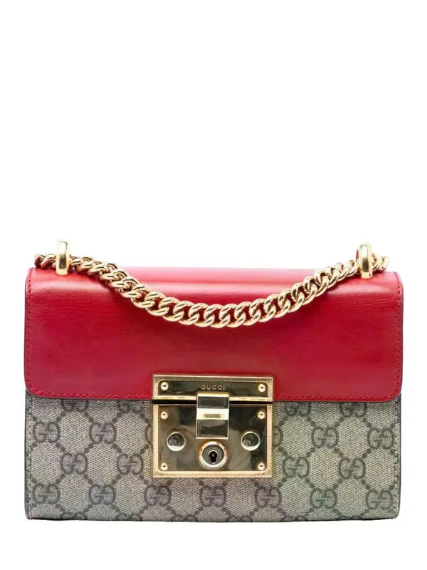 Gucci Gg Supreme Padlock Crossbody Bag - Neutrals