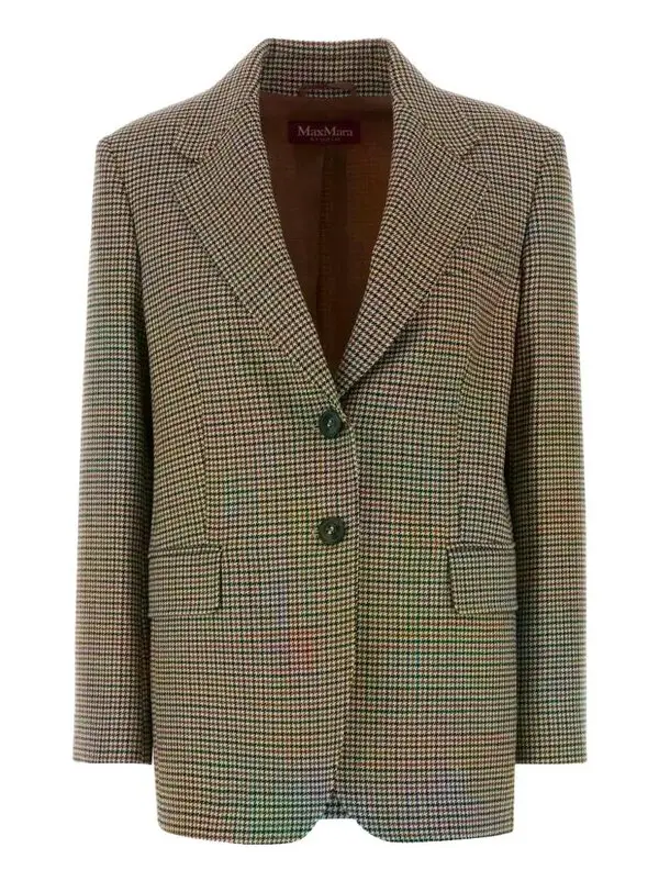 Max Mara Houndstooth Wool Blazer - Brown