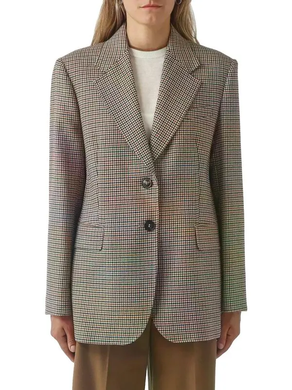 Max Mara Houndstooth Wool Blazer - Brown