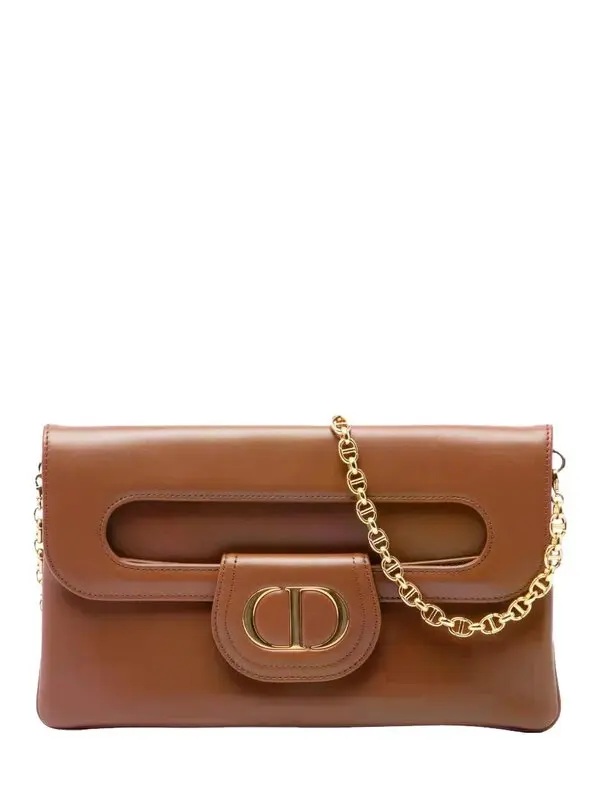 Dior 2021 Medium Calfskin Diordouble Chain Bag - Brown