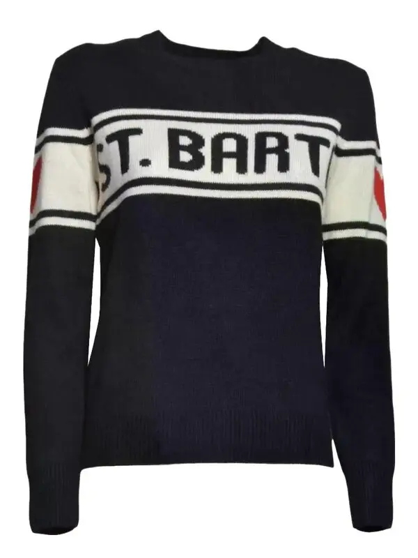 MC2 SAINT BARTH Logo Intarsia Heart Motif Sweater - Black