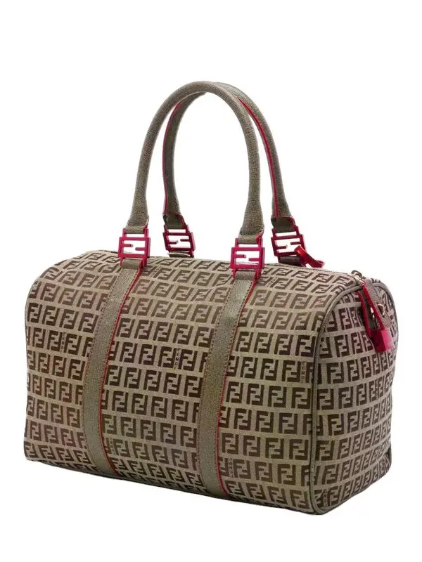 Fendi Zucchino Canvas Boston Bag - Neutrals
