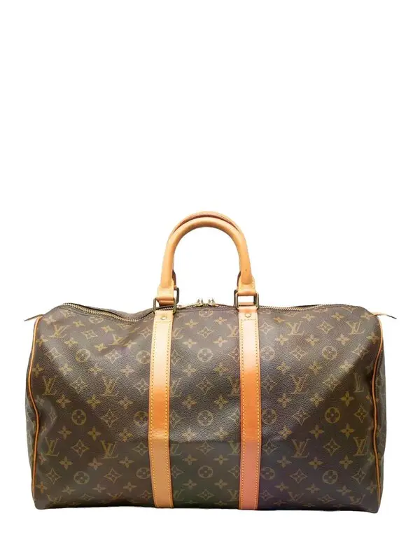 LOUIS VUITTON Monogram Keepall 45 Travel Bag - Brown