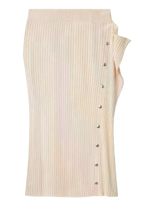 Stella McCartney Ribbed-knit Midi Skirt - Neutrals