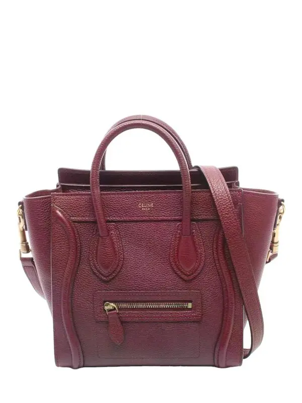 Celine Leather Luggage Satchel - Red