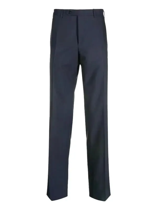 Canali Pressed Crease Tailored Trousers - Blue